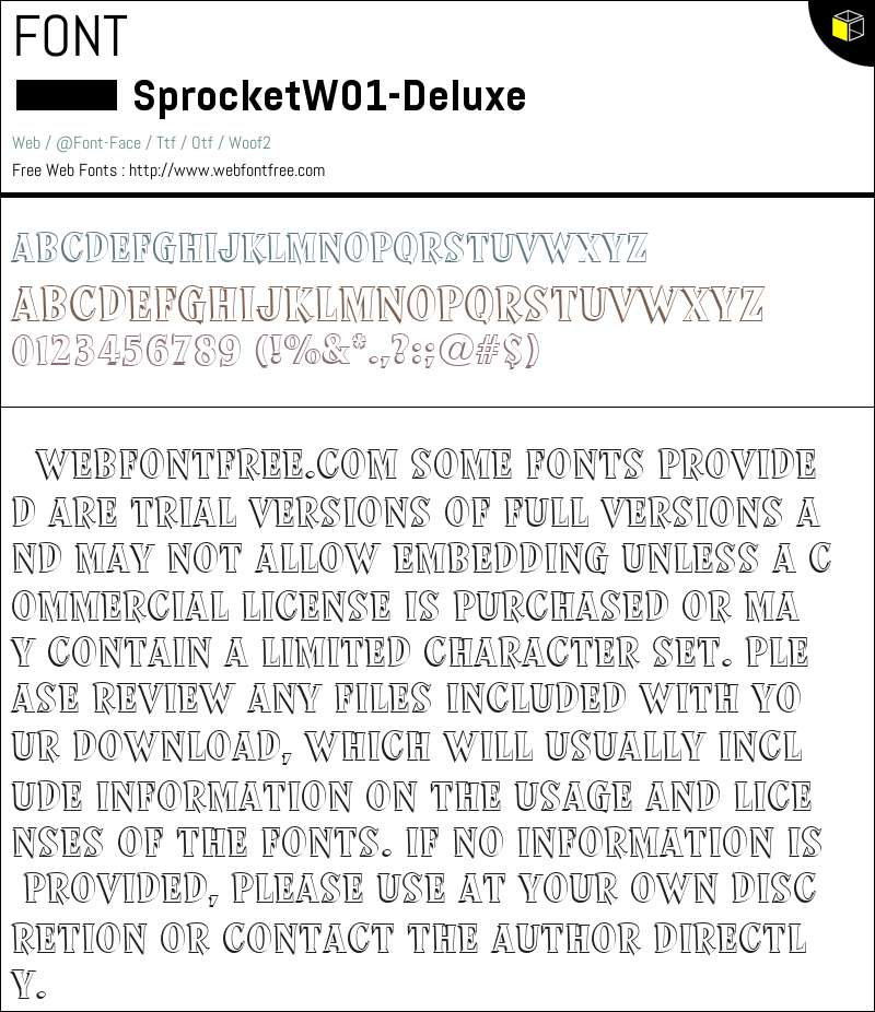 Sprocket W01 Deluxe Fonts Downloads - WebFontFree.Com