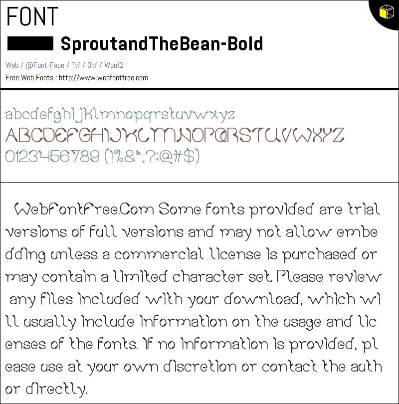 Sprout and The Bean Bold Fonts Downloads - WebFontFree.Com
