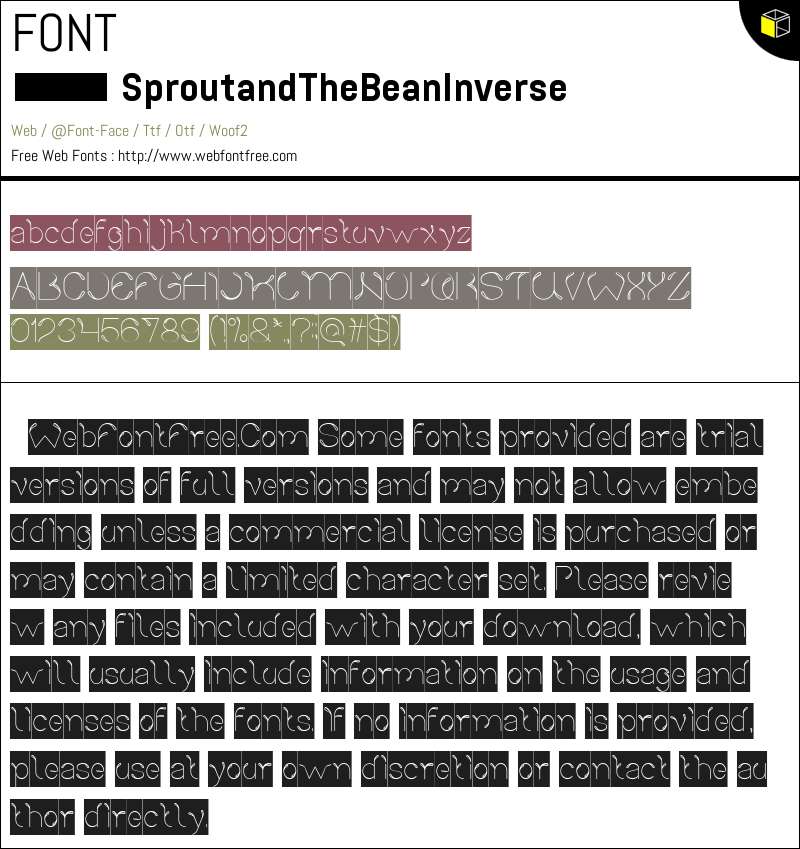 Sprout and The Bean-Inverse Fonts Downloads - WebFontFree.Com