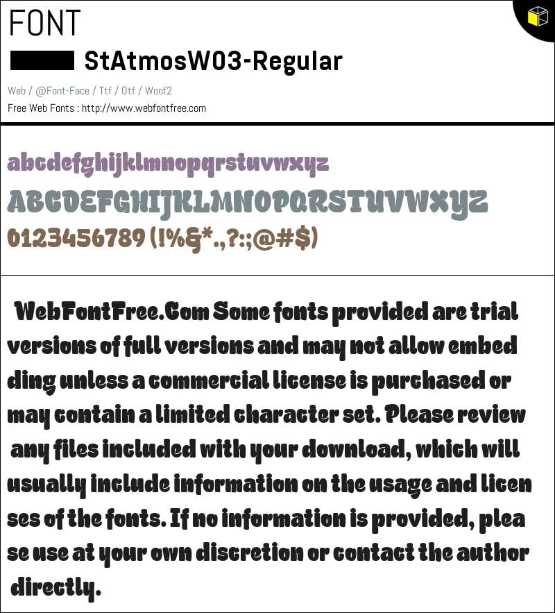 St Atmos W03 Regular Fonts Downloads - WebFontFree.Com