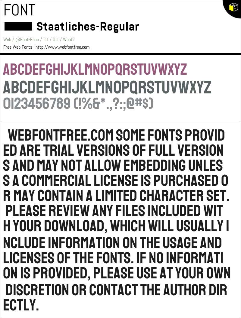 Staatliches Regular 字体 下载 - WebFontFree.Com