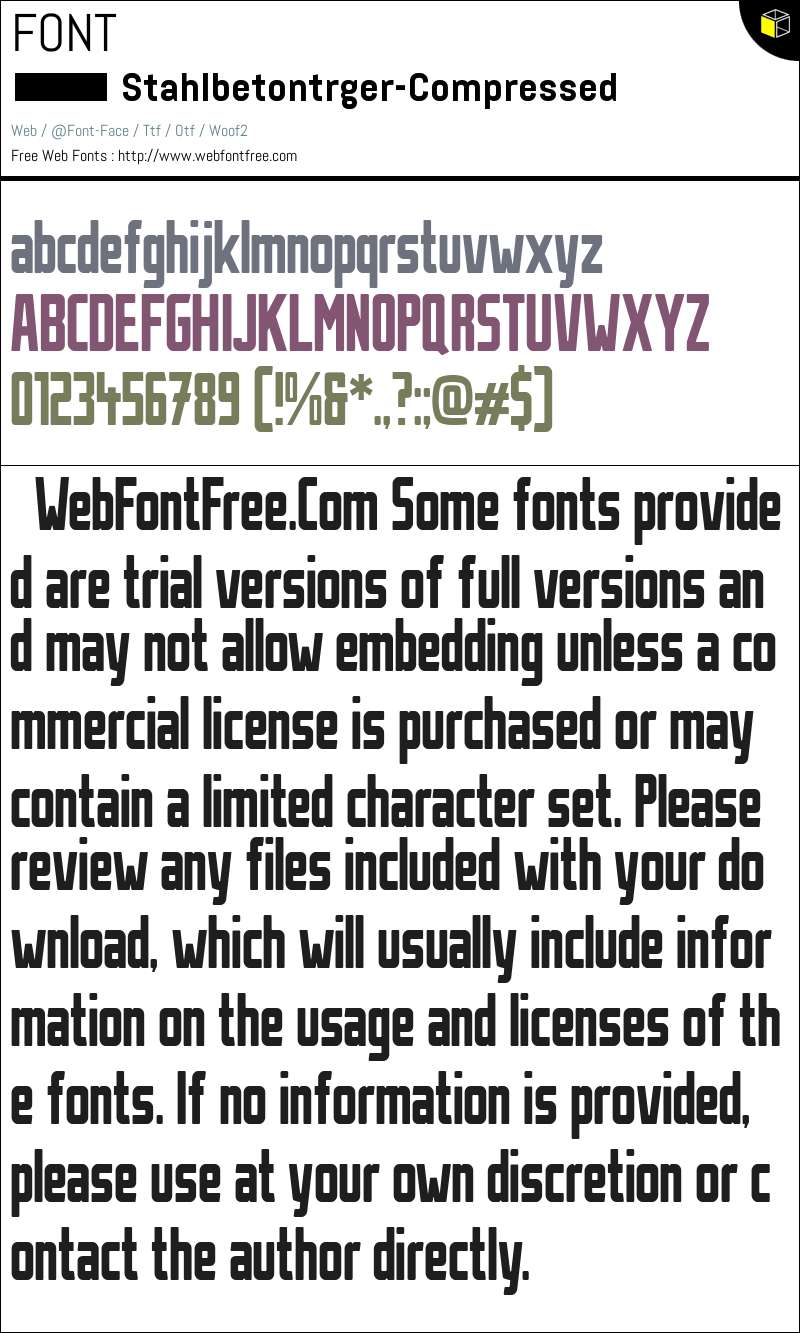 Stahlbetontrger-Compressed Fonts Downloads - WebFontFree.Com