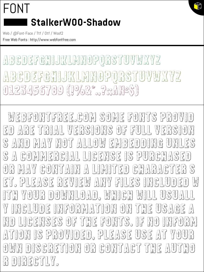 Stalker W00 Shadow Fonts Downloads - WebFontFree.Com