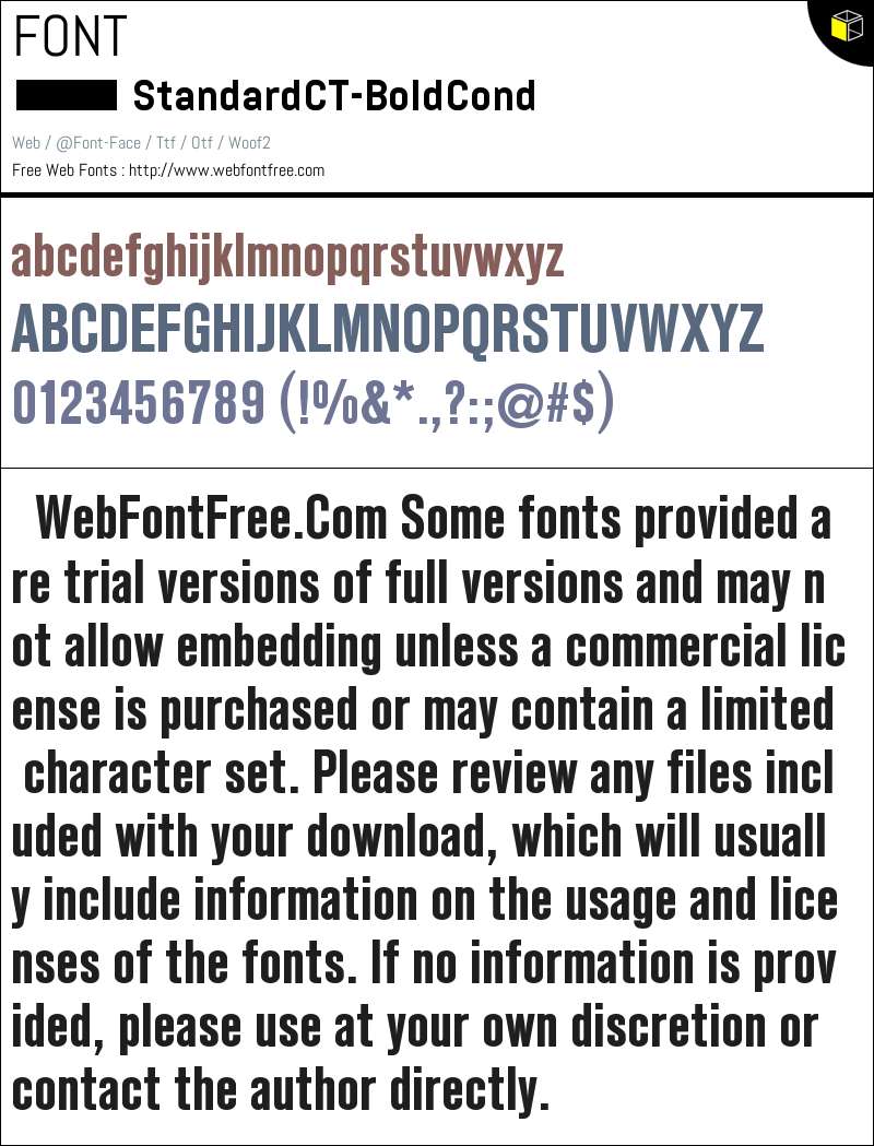Standard CT Bold Condensed Fonts Downloads - WebFontFree.Com