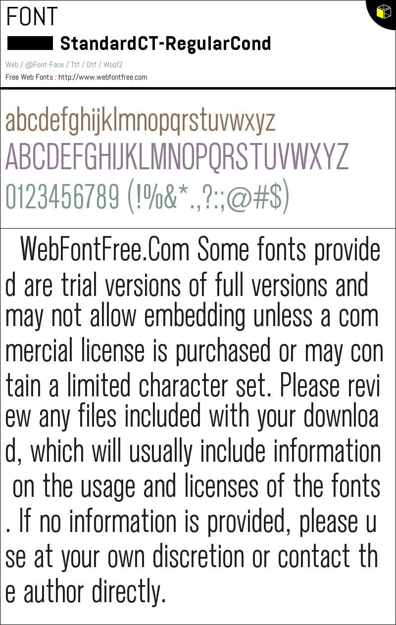 Standard CT Regular Condensed Fonts Downloads - WebFontFree.Com