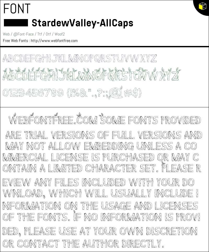 Stardew Valley All Caps Fonts Downloads - WebFontFree.Com
