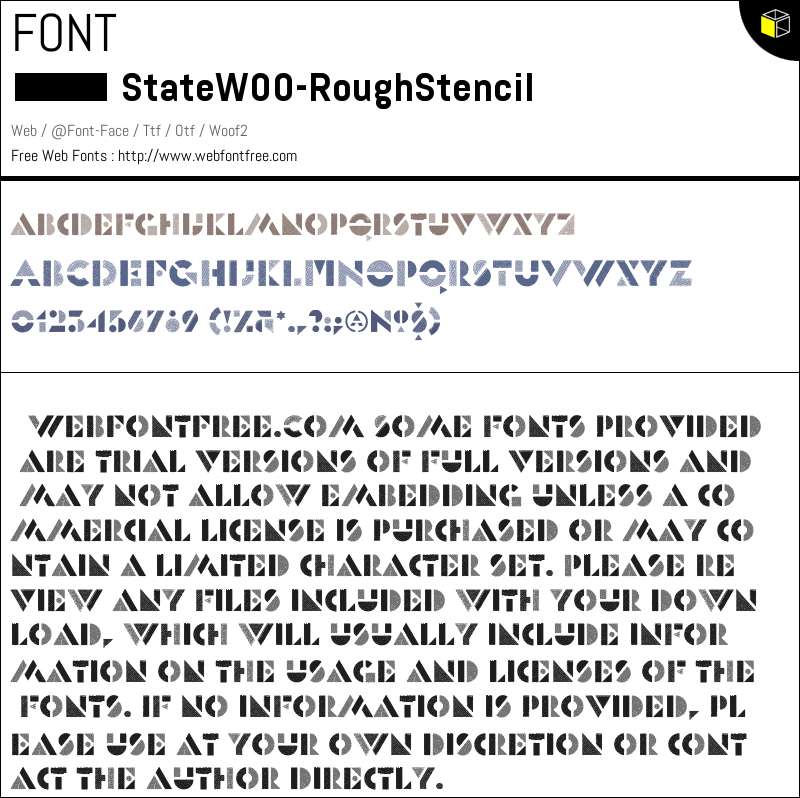 State W00 Rough Stencil Fonts Downloads - WebFontFree.Com