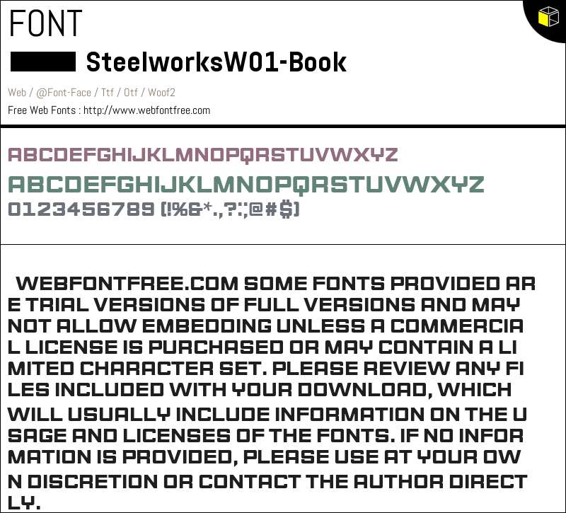 Steelworks W01 Book Fonts Downloads - WebFontFree.Com
