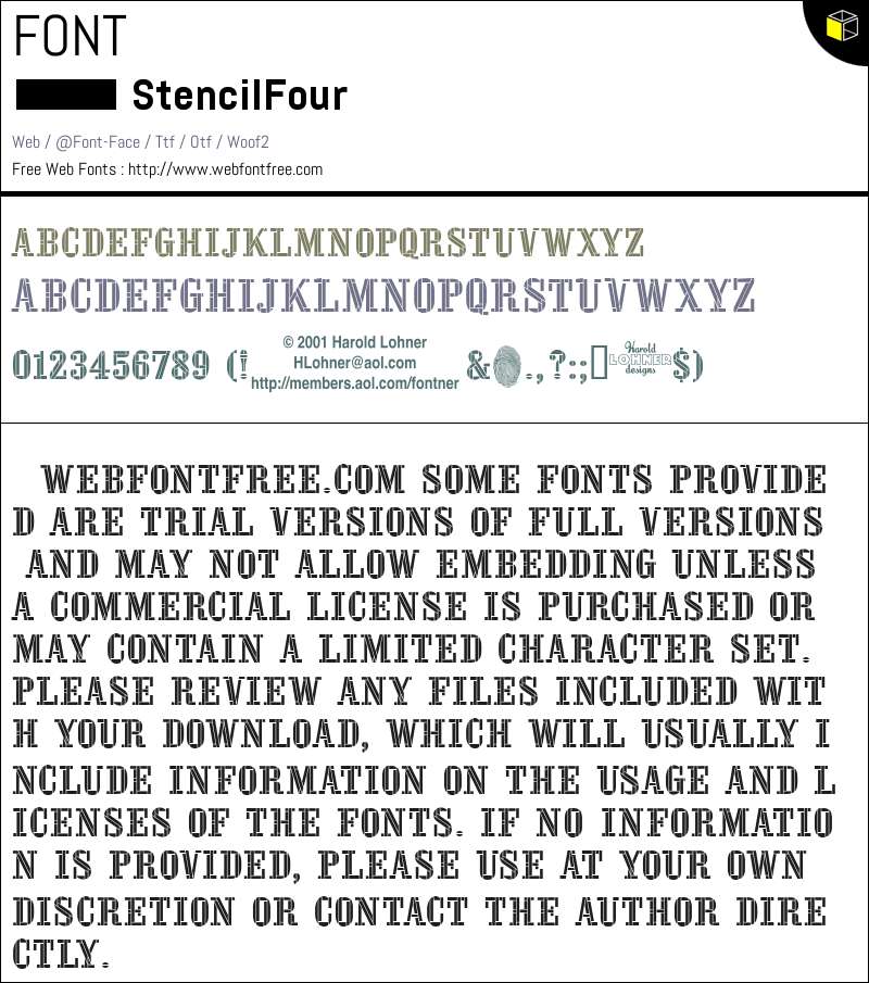 Stencil Four Fonts Downloads - WebFontFree.Com