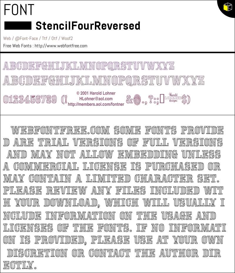 Stencil FourReversed Fonts Downloads - WebFontFree.Com