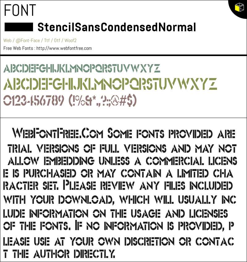Stencil SansCondensed Normal Fonts Downloads - WebFontFree.Com