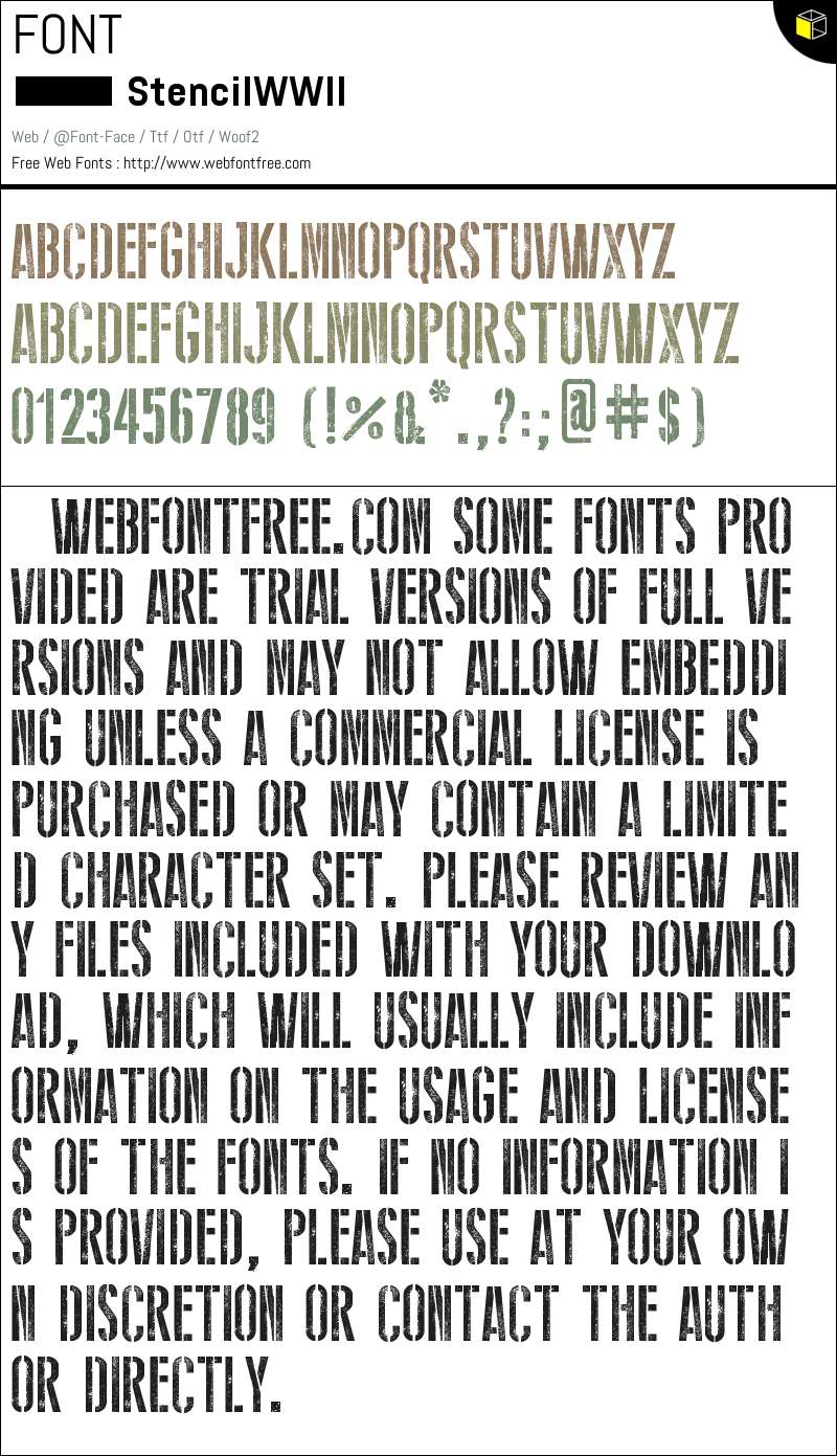 Stencil WW II Fonts Downloads - WebFontFree.Com