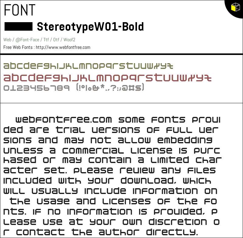 Stereotype W01 Bold Fonts Downloads - WebFontFree.Com