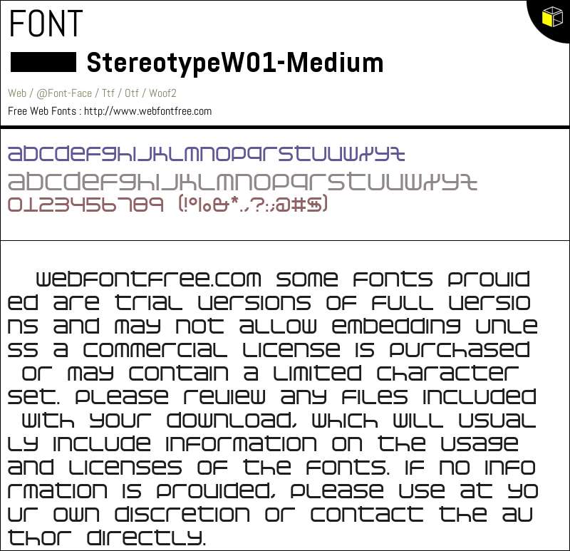 Stereotype W01 Medium Fonts Downloads - WebFontFree.Com