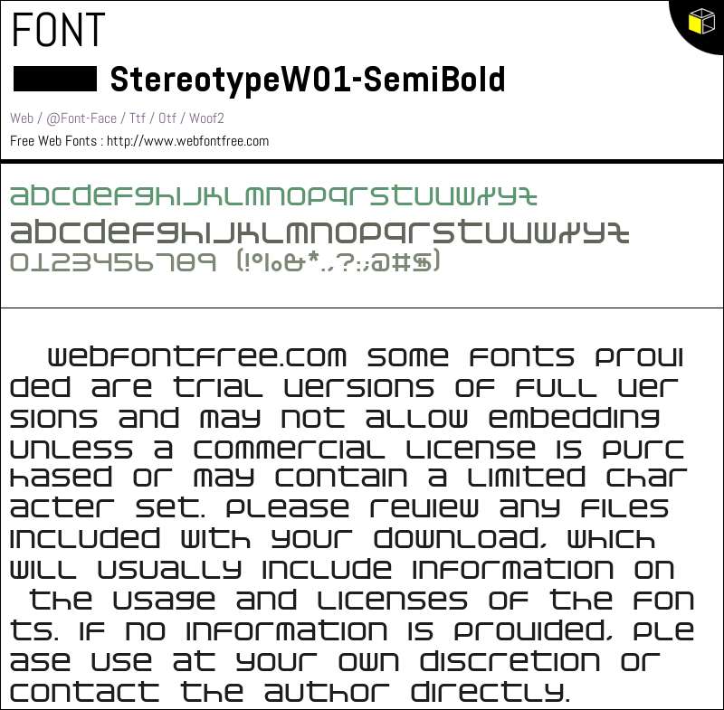 Stereotype W01 Semi Bold Fonts Downloads - WebFontFree.Com
