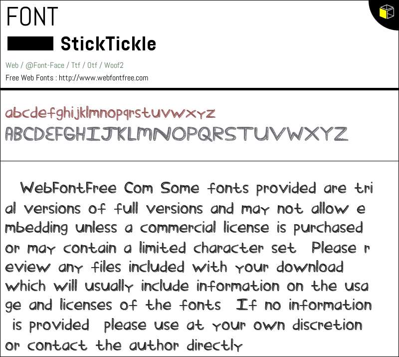 Stick Tickle Fonts Downloads - WebFontFree.Com