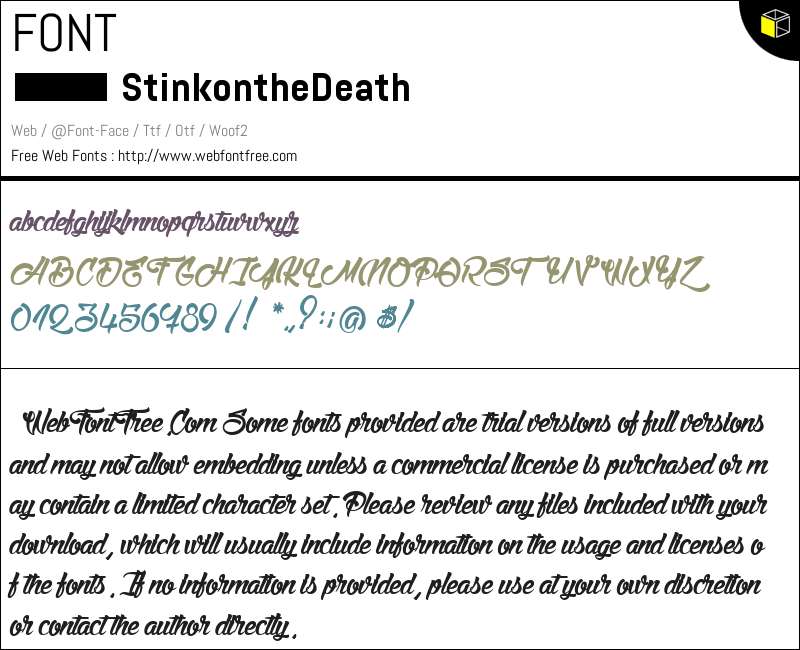 Stink on the Death Fonts Downloads - WebFontFree.Com