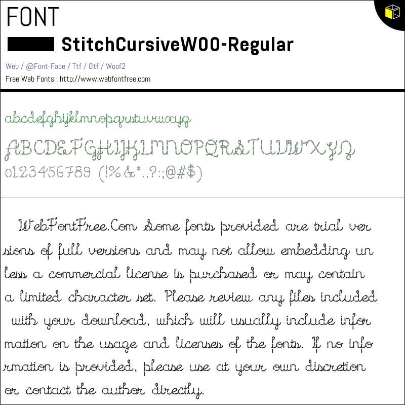 Stitch Cursive W00 Regular Fonts Downloads - WebFontFree.Com