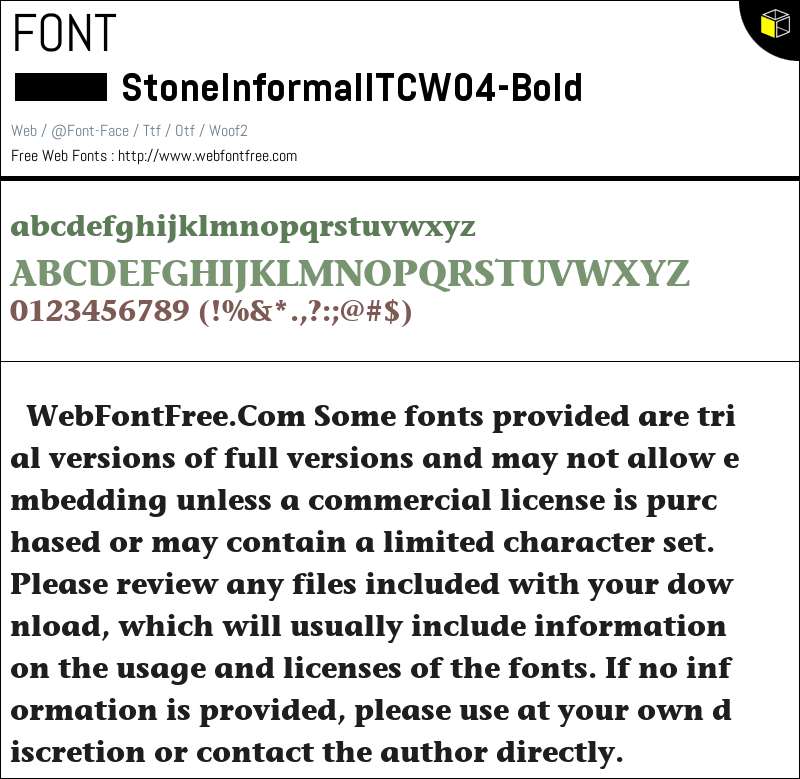 Stone Informal ITC W04 Bold Fonts Downloads - WebFontFree.Com