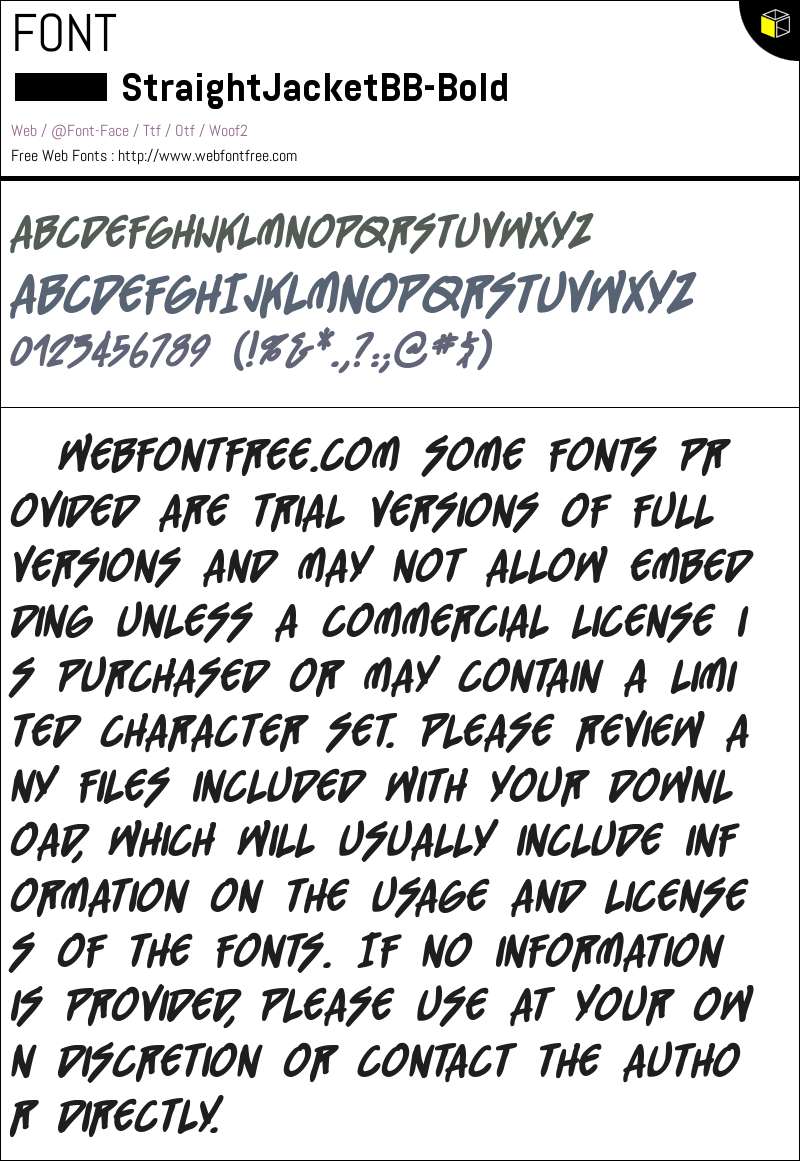 StraightJacket BB Bold Fonts Downloads - WebFontFree.Com