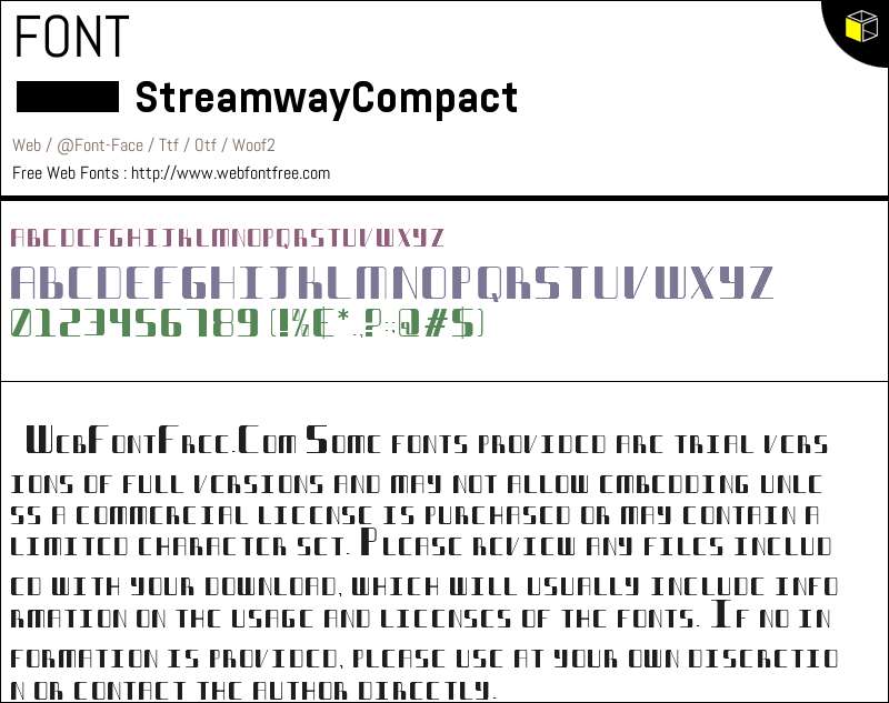 Streamway Compact Fonts Downloads - WebFontFree.Com