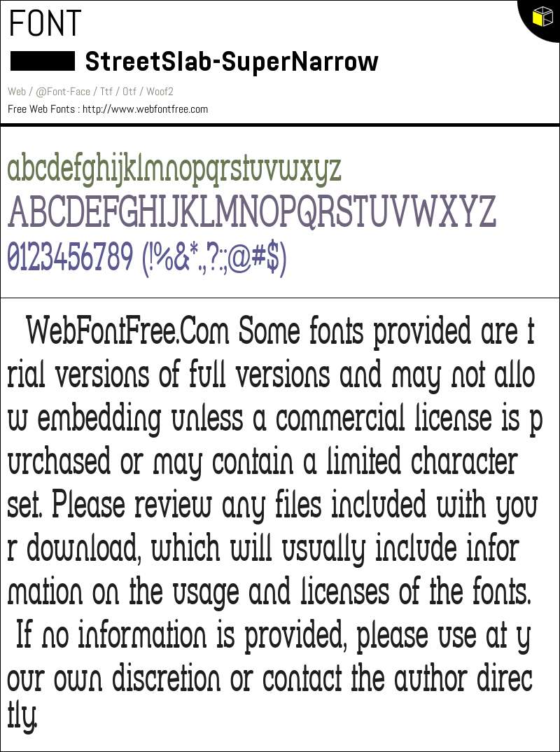Street Slab - Super Narrow Fonts Downloads - WebFontFree.Com