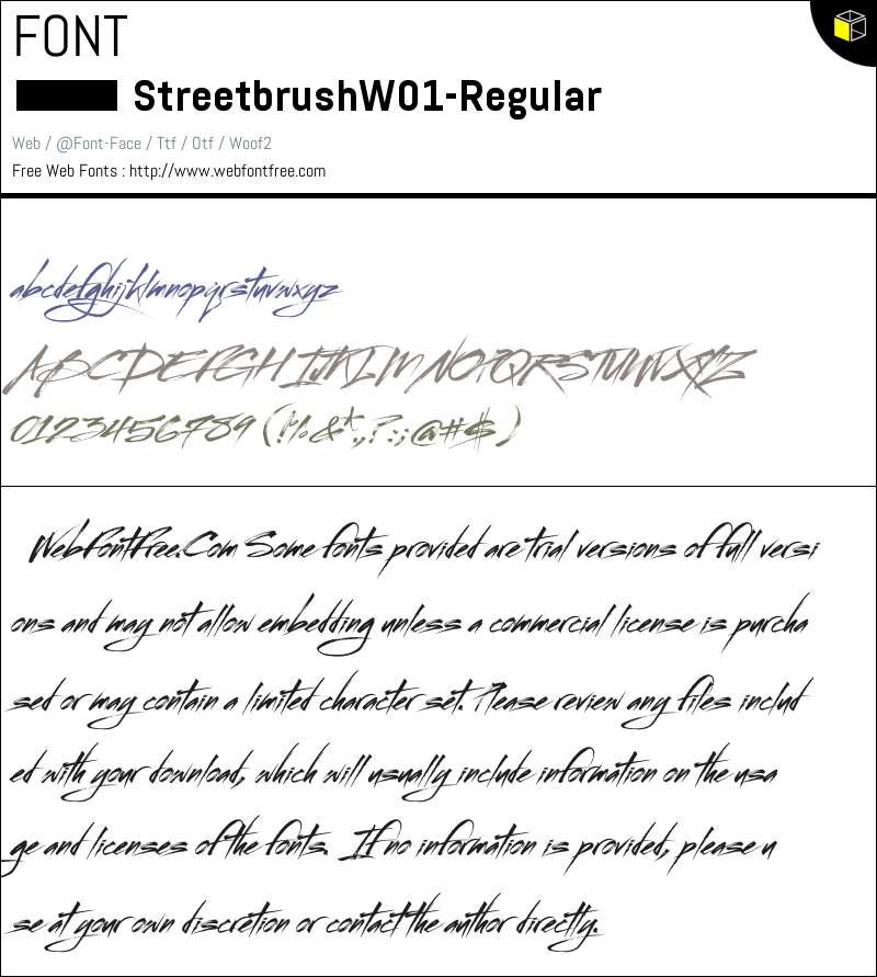 Streetbrush W01 Regular Fonts Downloads - WebFontFree.Com