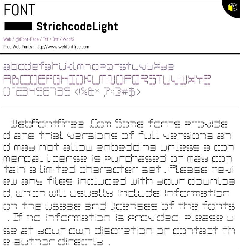 StrichcodeLight Fonts Downloads - WebFontFree.Com