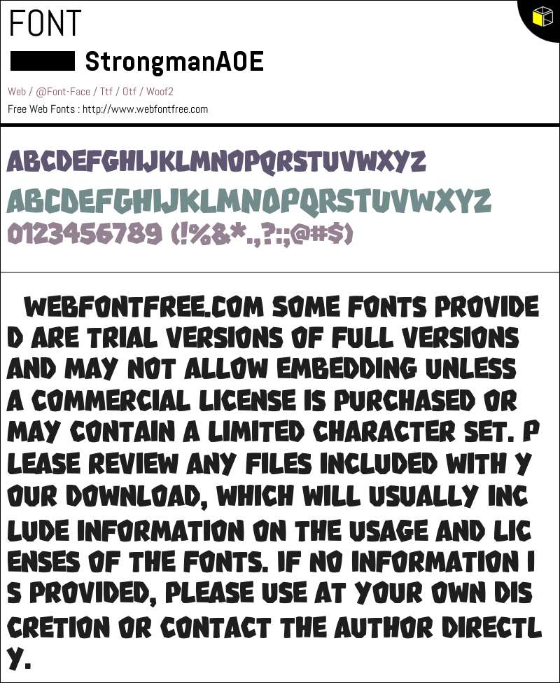 Strongman AOE Fonts Downloads - WebFontFree.Com