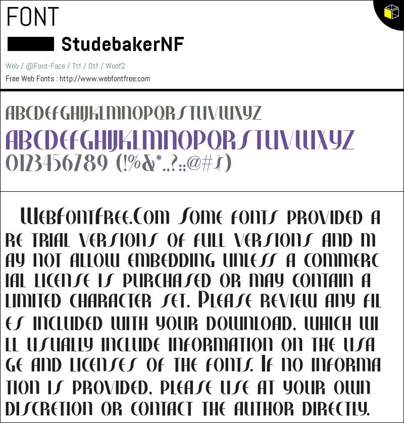 Studebaker NF Fonts Downloads - WebFontFree.Com