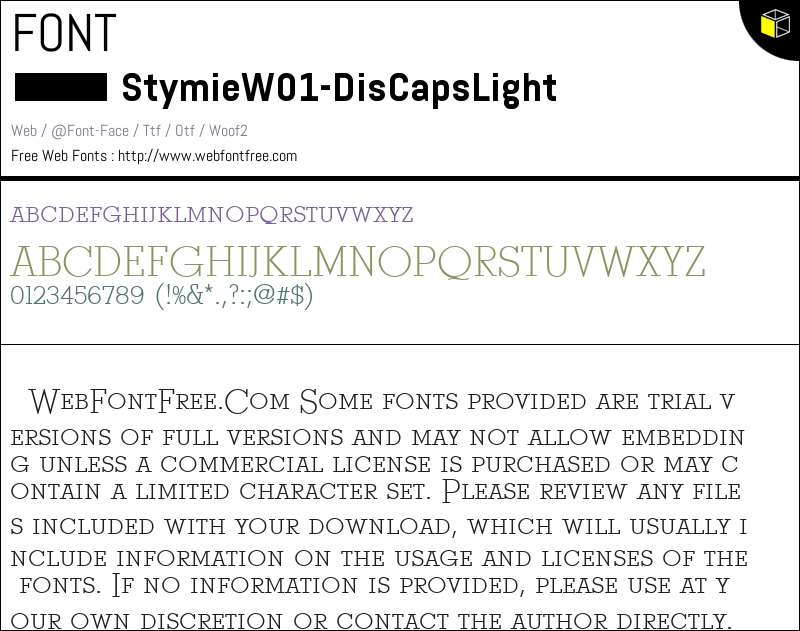 Stymie W01 DisCaps Light Fonts Downloads - WebFontFree.Com