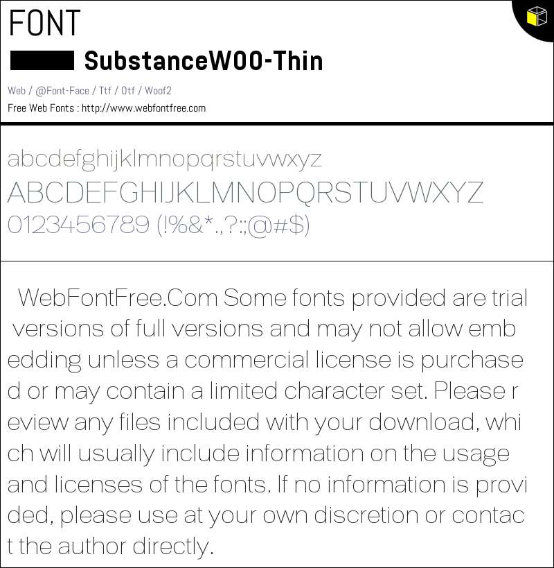 Substance W00 Thin Fonts Downloads - WebFontFree.Com