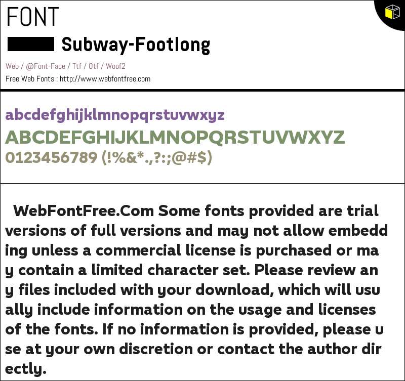 Subway Footlong Fonts Downloads - WebFontFree.Com