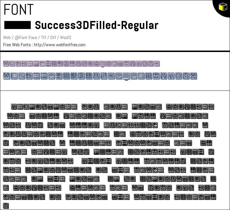 Success 3D Filled Regular Fonts Downloads - WebFontFree.Com