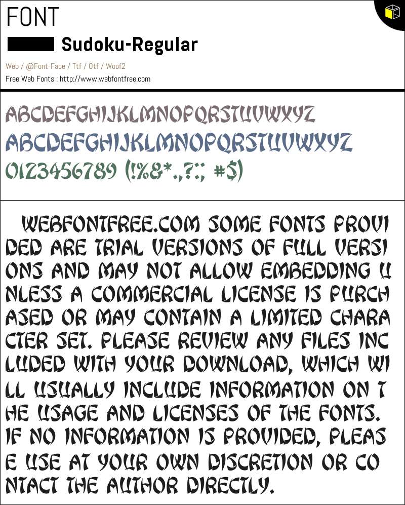 Sudoku Regular Fonts Downloads - WebFontFree.Com