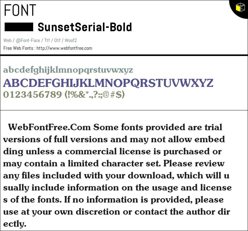 Sunset Serial Bold Fonts Downloads - WebFontFree.Com