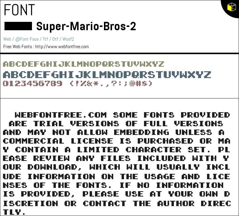 Super Mario Bros. 2 Regular Fonts Downloads - WebFontFree.Com