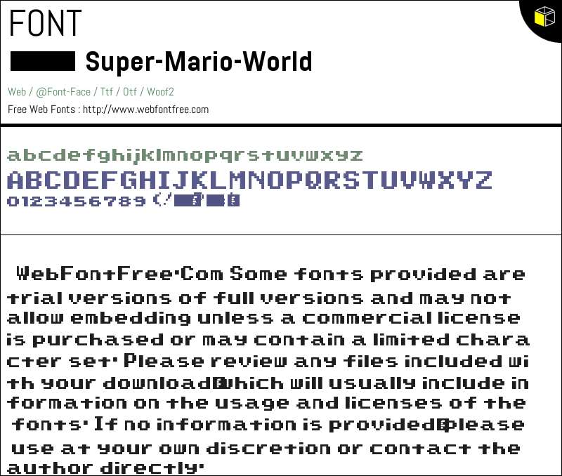 Super Mario World Regular Fonts Downloads - WebFontFree.Com