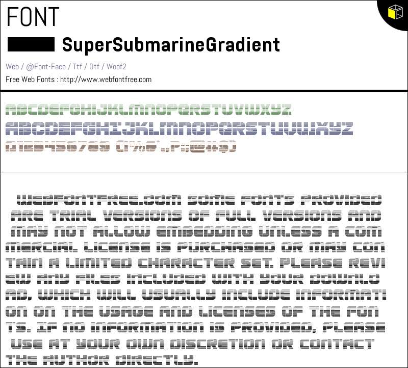 Super Submarine Gradient Fonts Downloads - WebFontFree.Com