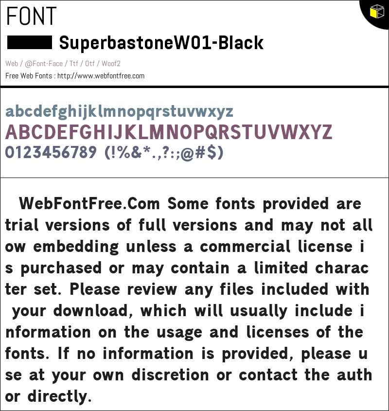 Superbastone W01 Black Fonts Downloads - WebFontFree.Com