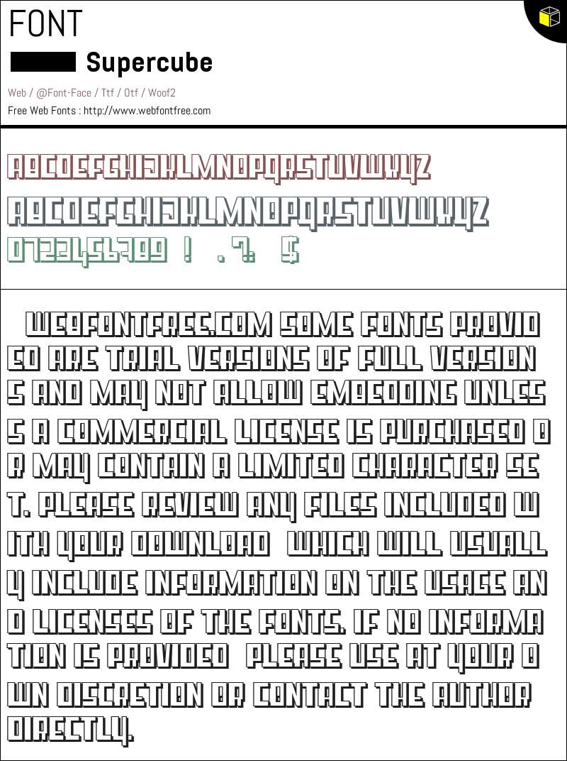 Super cube Fonts Downloads - WebFontFree.Com