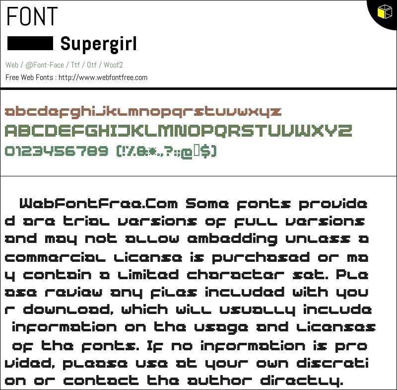 supergirl Fonts Downloads - WebFontFree.Com