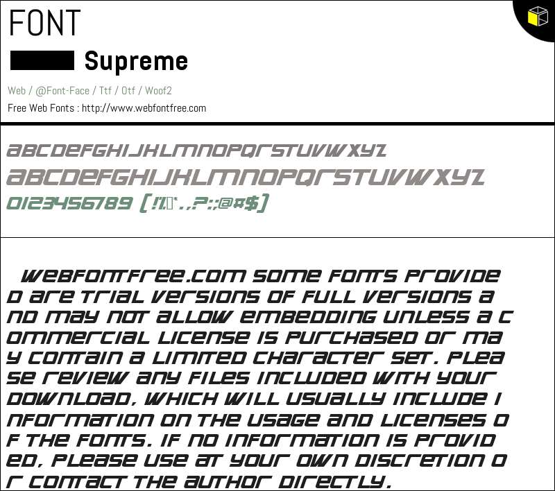 Supreme 字体 下载 - WebFontFree.Com
