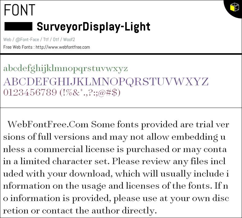 Surveyor Display Light Regular Fonts Downloads - WebFontFree.Com