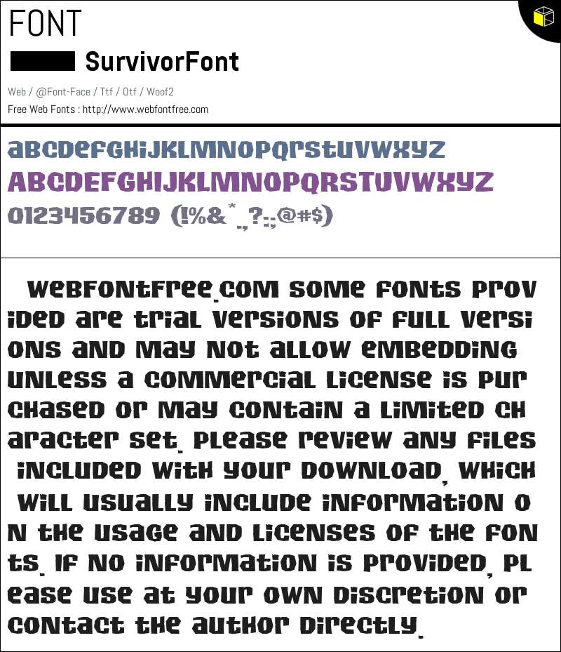 Survivor Font Fonts Downloads - WebFontFree.Com