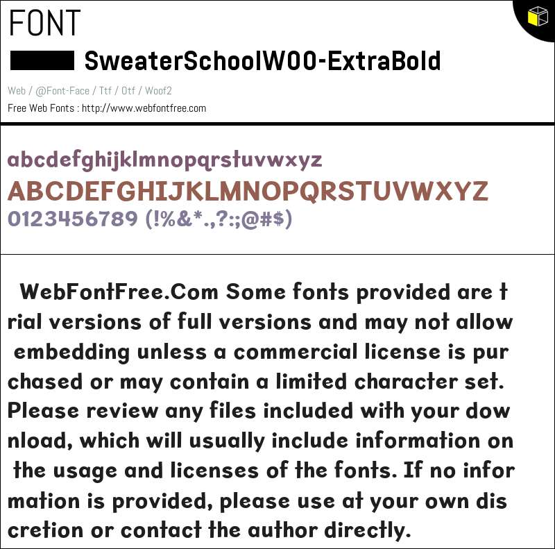Sweater School W00 ExtraBold Fonts Downloads - WebFontFree.Com