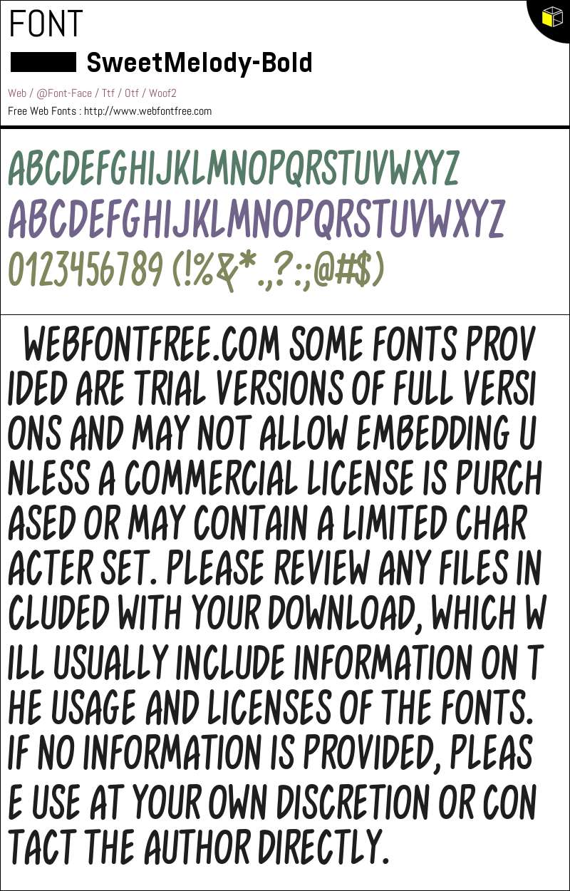 SweetMelody-Bold Fonts Downloads - WebFontFree.Com