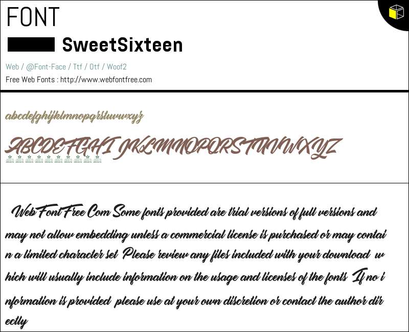 Sweet Sixteen Fonts Downloads - WebFontFree.Com