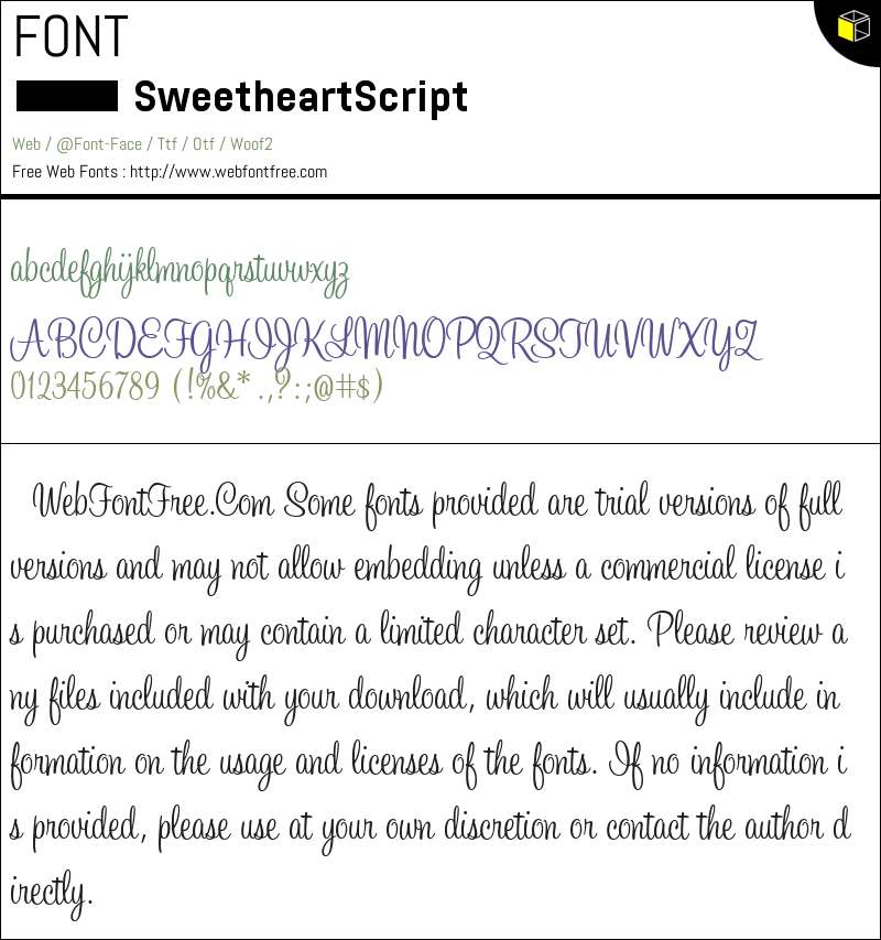 SweetheartScript Fonts Downloads - WebFontFree.Com