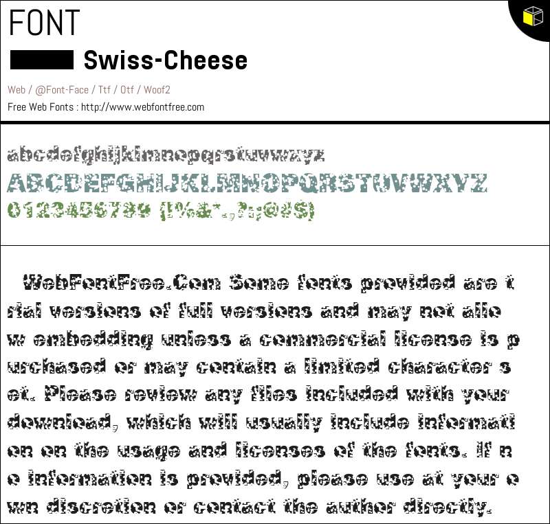 Swiss Cheese Regular Fonts Downloads - WebFontFree.Com
